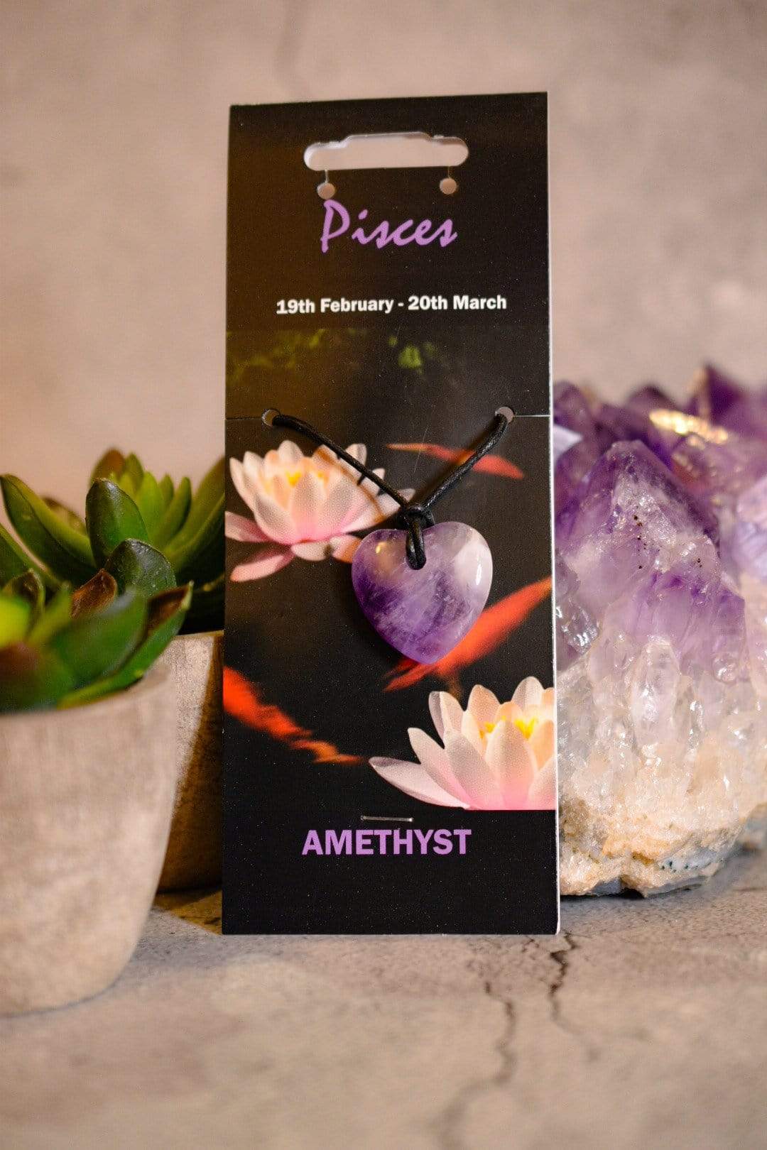 Pisces Amethyst Heart Pendant — Goldenhands